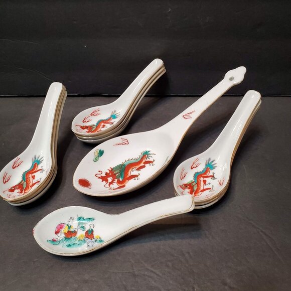 Vintage | Dining | Vintage Asian Japanese Soup Spoons And Server Set Of ...